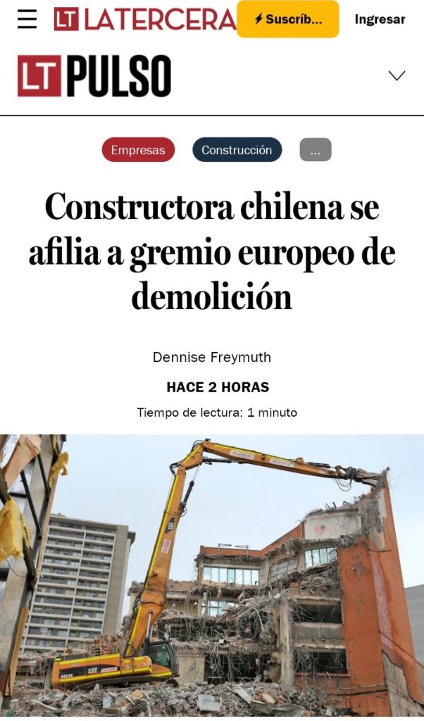 Flesan es la primera constructora en Chile en incorporarse a la European Demolition Association ...